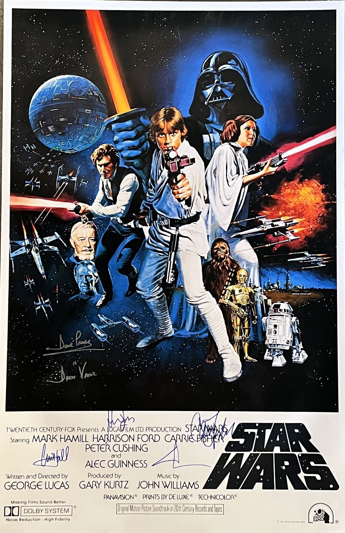 Star Wars New Hope cast signed movie poster