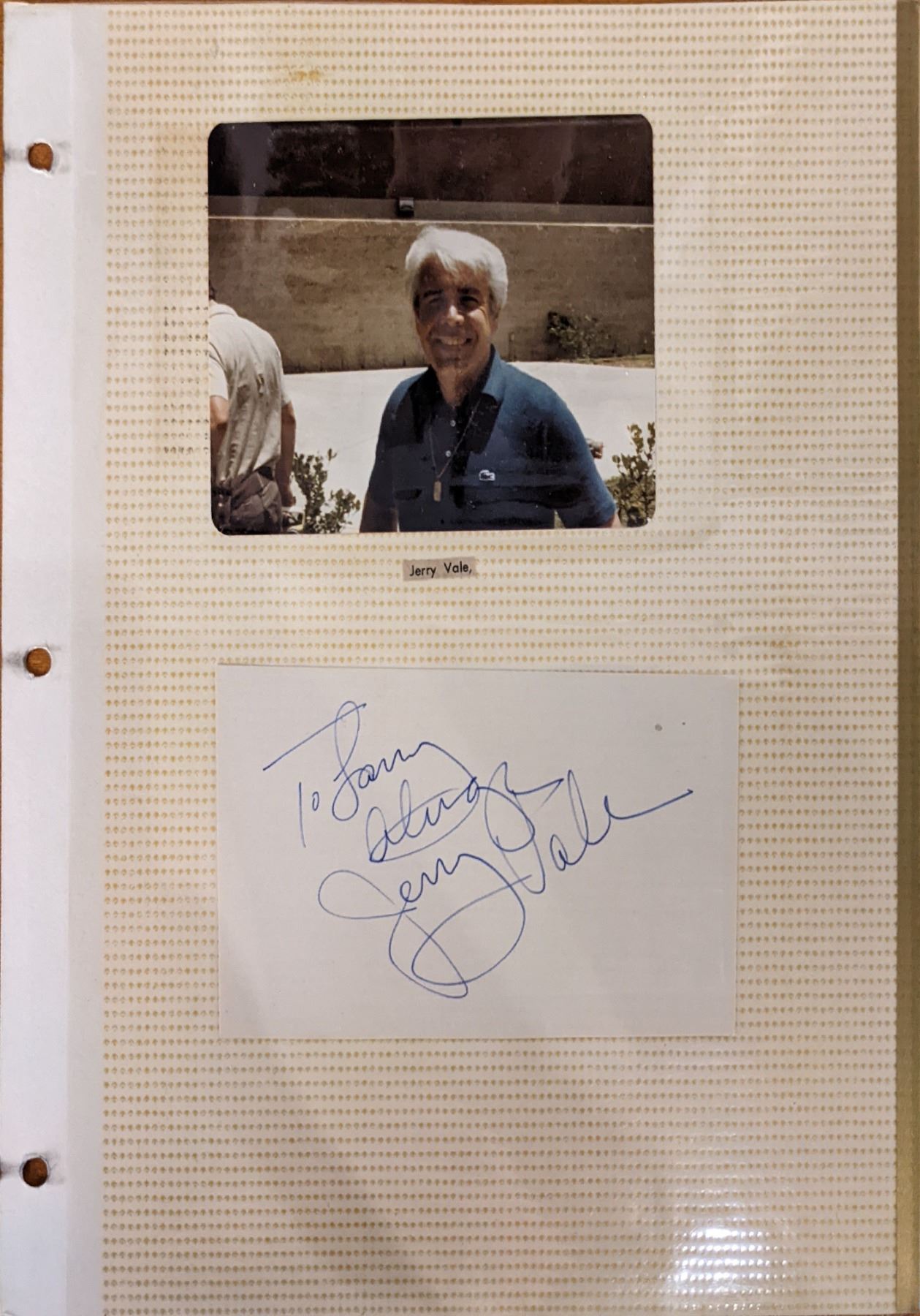 Jerry Vale Original Photograph and Signature Cut