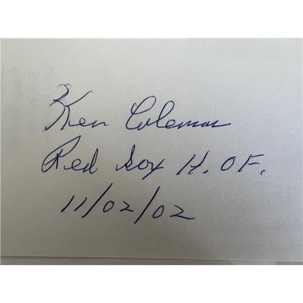 Red Sox HOF Announcer Ken Coleman original signature