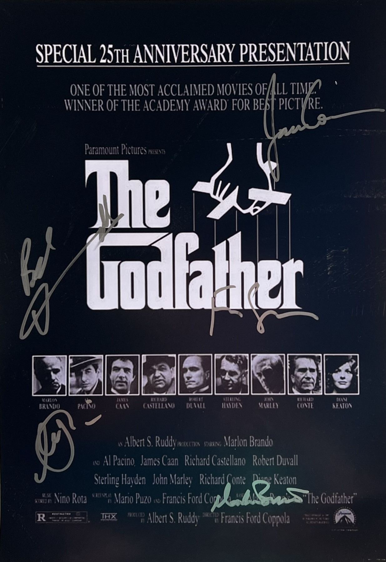 The Godfather cast signed mini poster