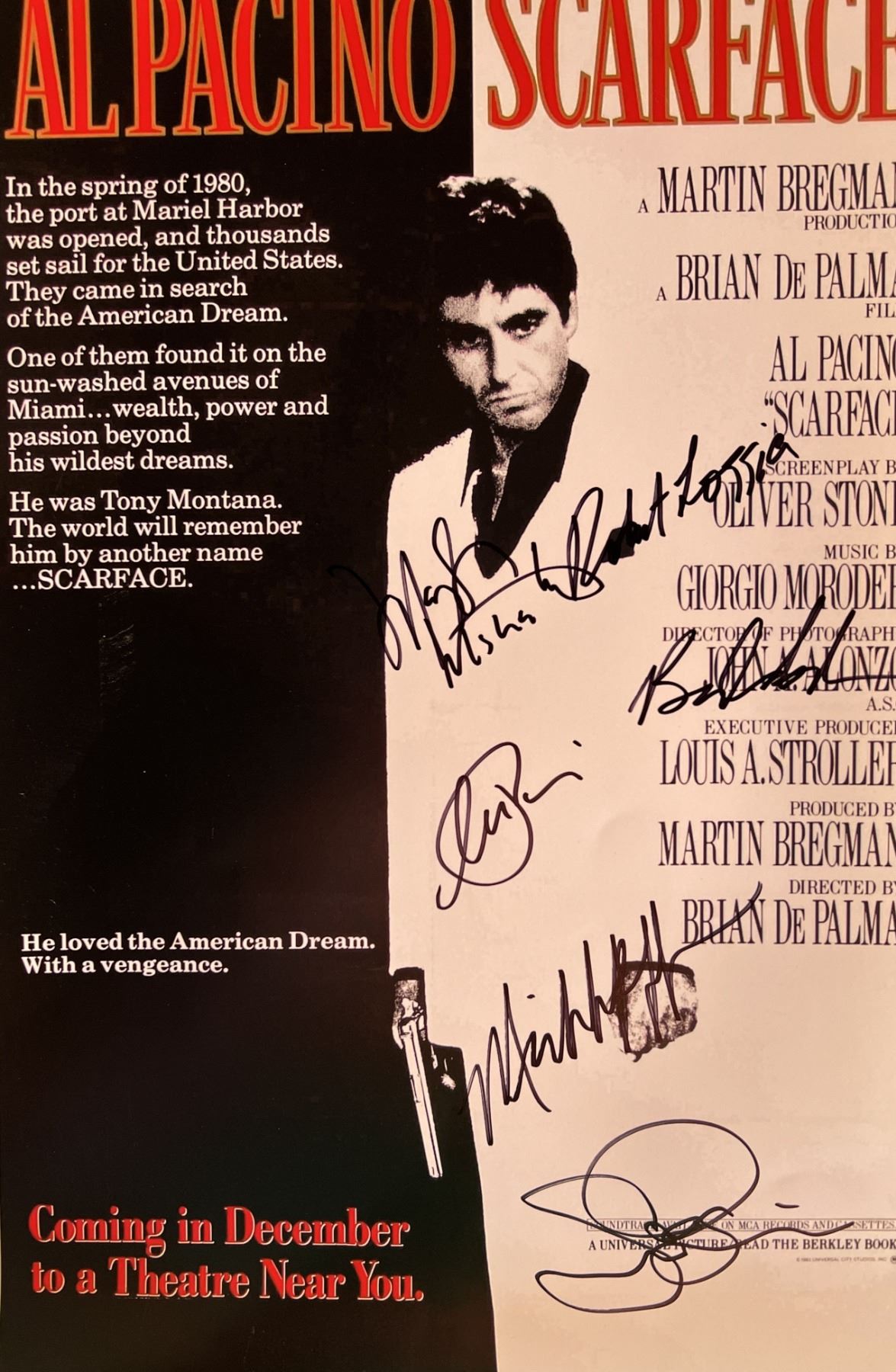 Scarface cast signed mini poster