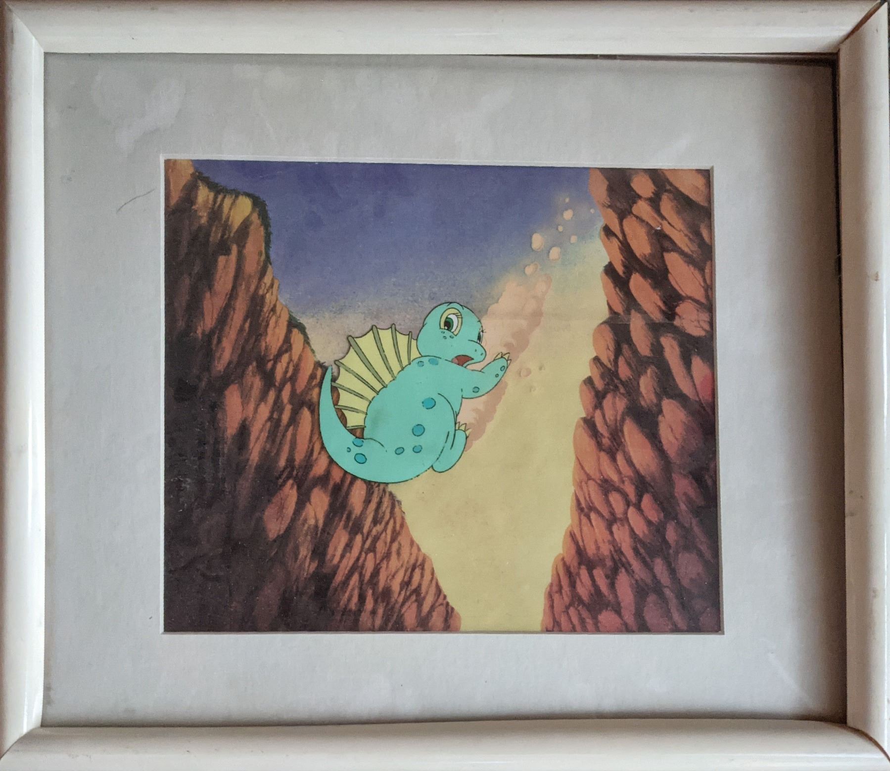 Dink, The Little Dinosaur Framed Animation Cel. Damaged Frame