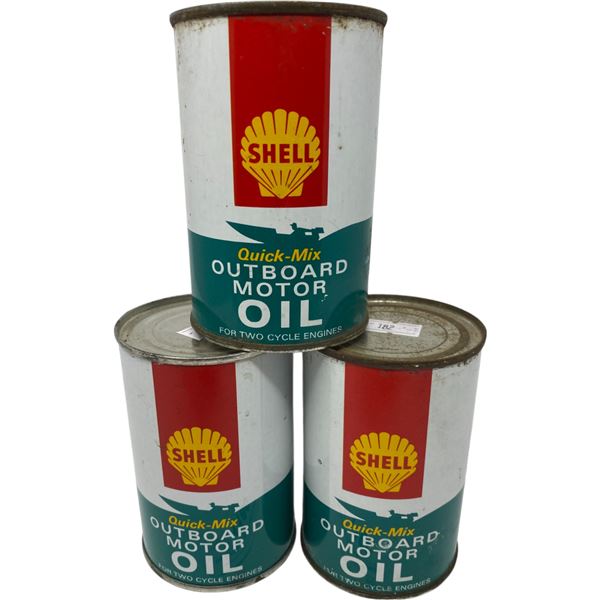 3 New Old Stock Shell Outboard Motor Oil Cans