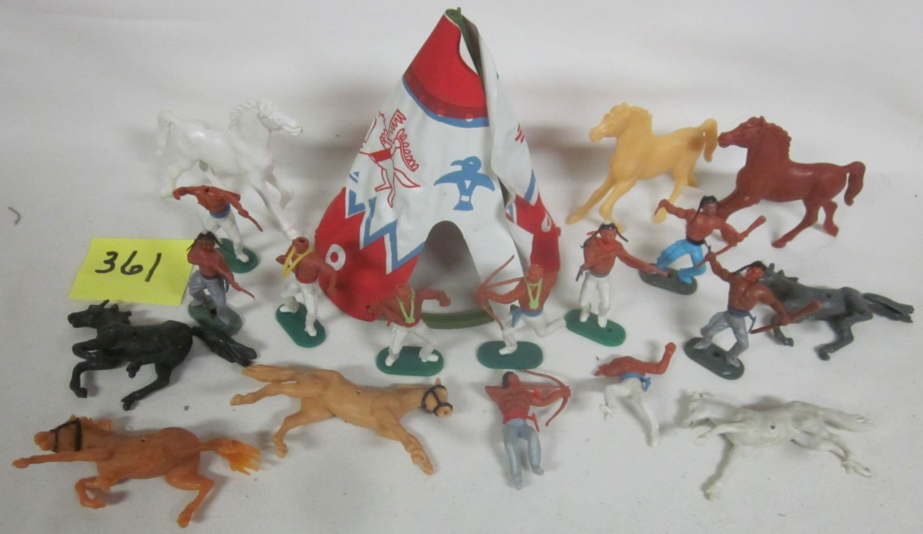 Asst vintage plastic horses - TeePee - Indians various poses - Schmalz ...