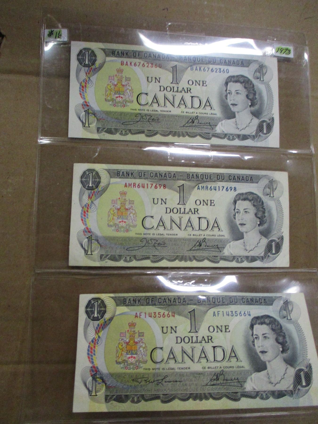 1973 STOCK SHEET (LAST OF CANADA) $1 BILLS