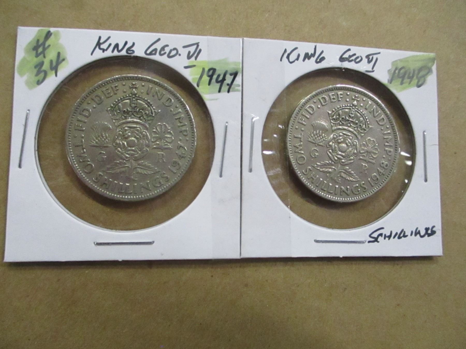 1947 - 1948 KING GEORGE VI SILVER 2 SCHILLINGS