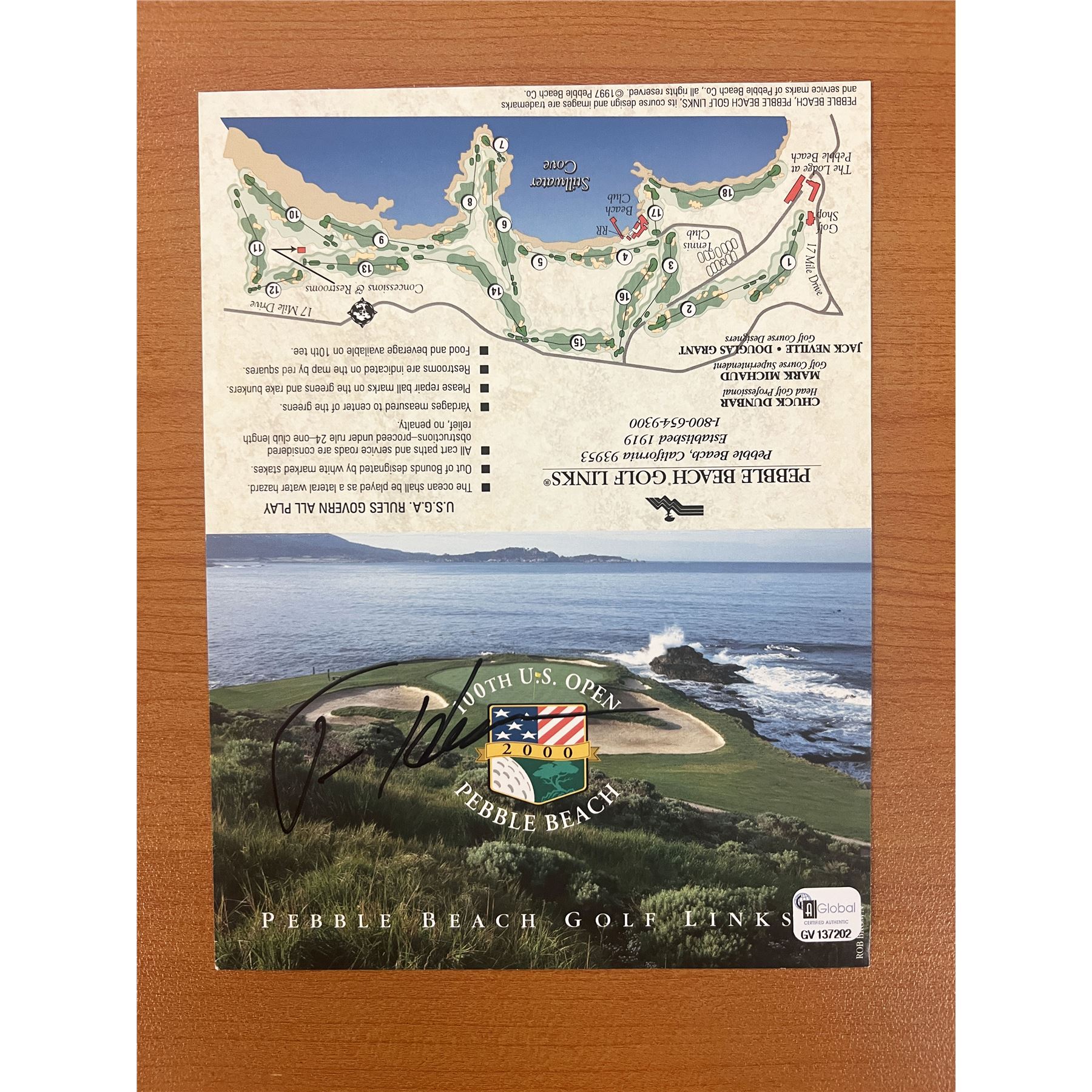 2000 Pebble Beach 100th U.S. Open Championship Tim Herron signed card ...