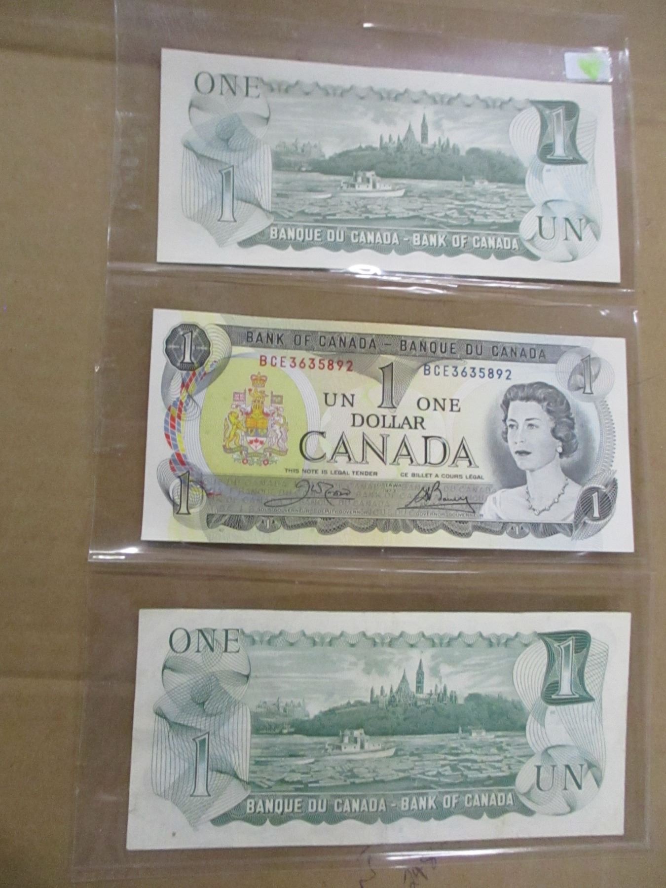 1973 STOCK SHEET LAST OF CANADA $1 BANK NOTES
