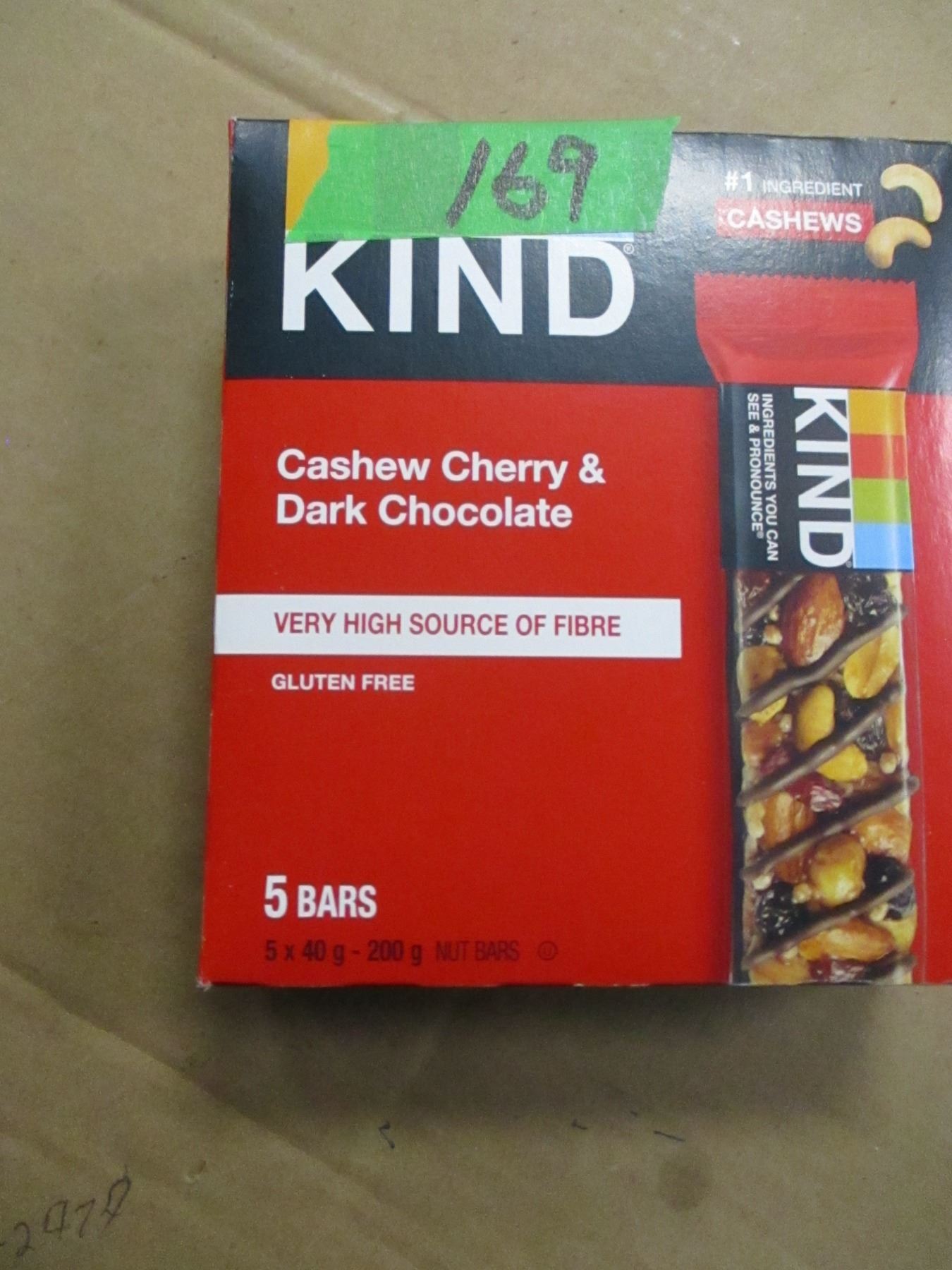 SHELF PULLS (AS IS): KIND CASHEW, CHERRY & DARK CHOCOLATE BARS (5) - BOX