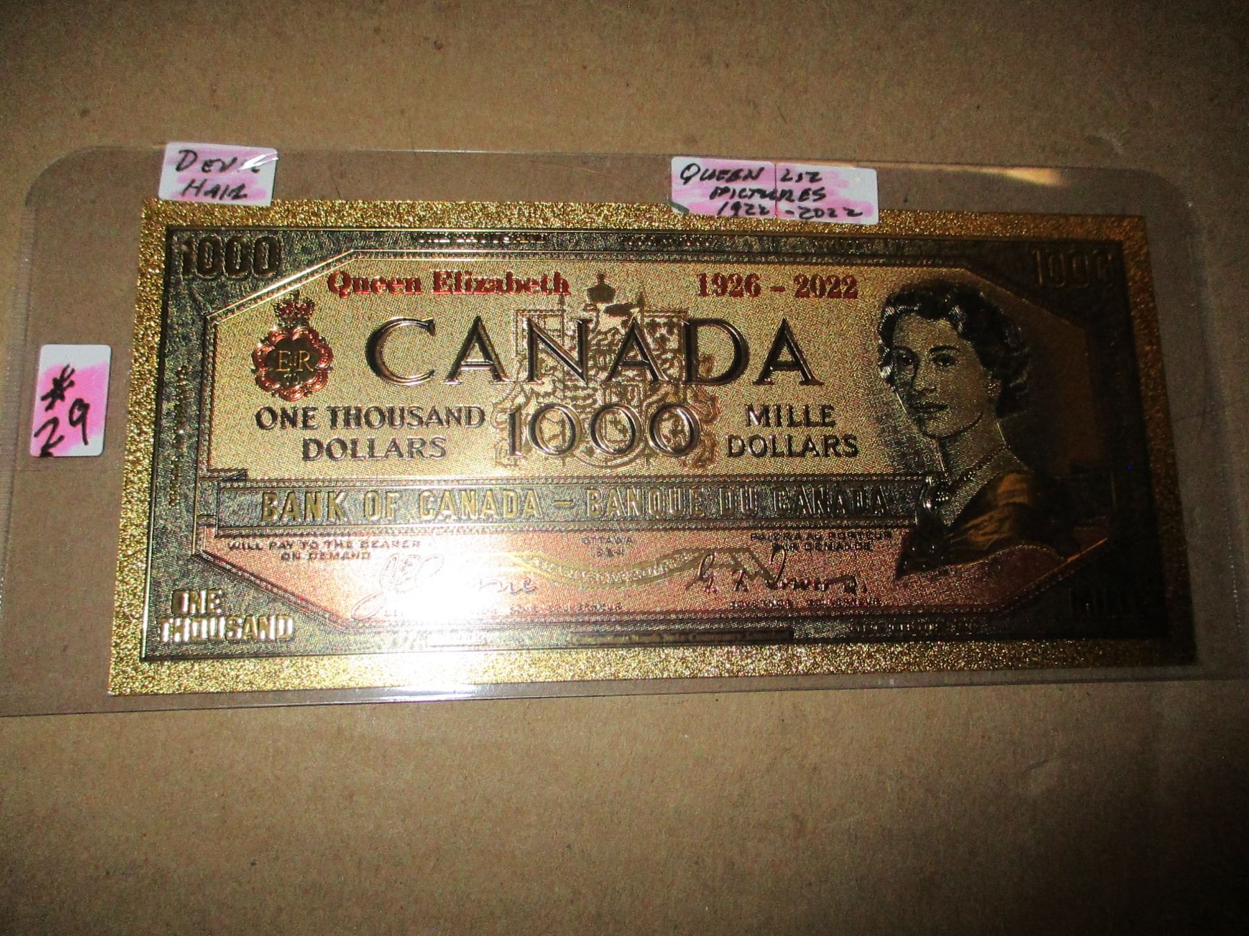 1954 DEVILS FACE NON-NEGOTIABLE $1000 BILL (1926 - 2022 QUEEN ELIZABETH ...