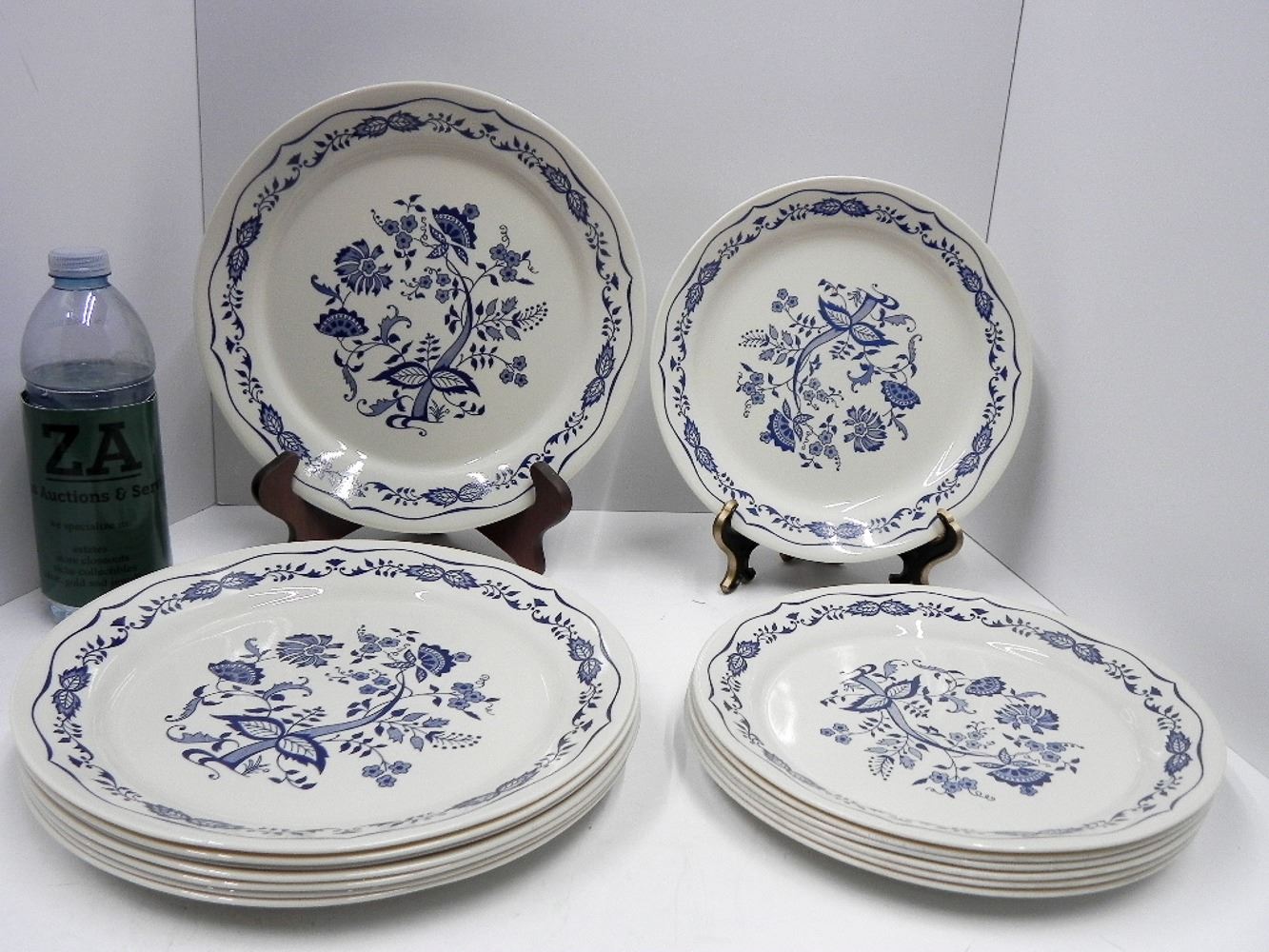 17 PIECE VINTAGE BLUE FLORAL CORELLE BY CORNING PLATES