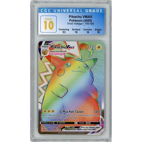 2020 Pokemon Pokemon Pikachu VMAX secret rare - Vivid Voltage - CGC 10 ...
