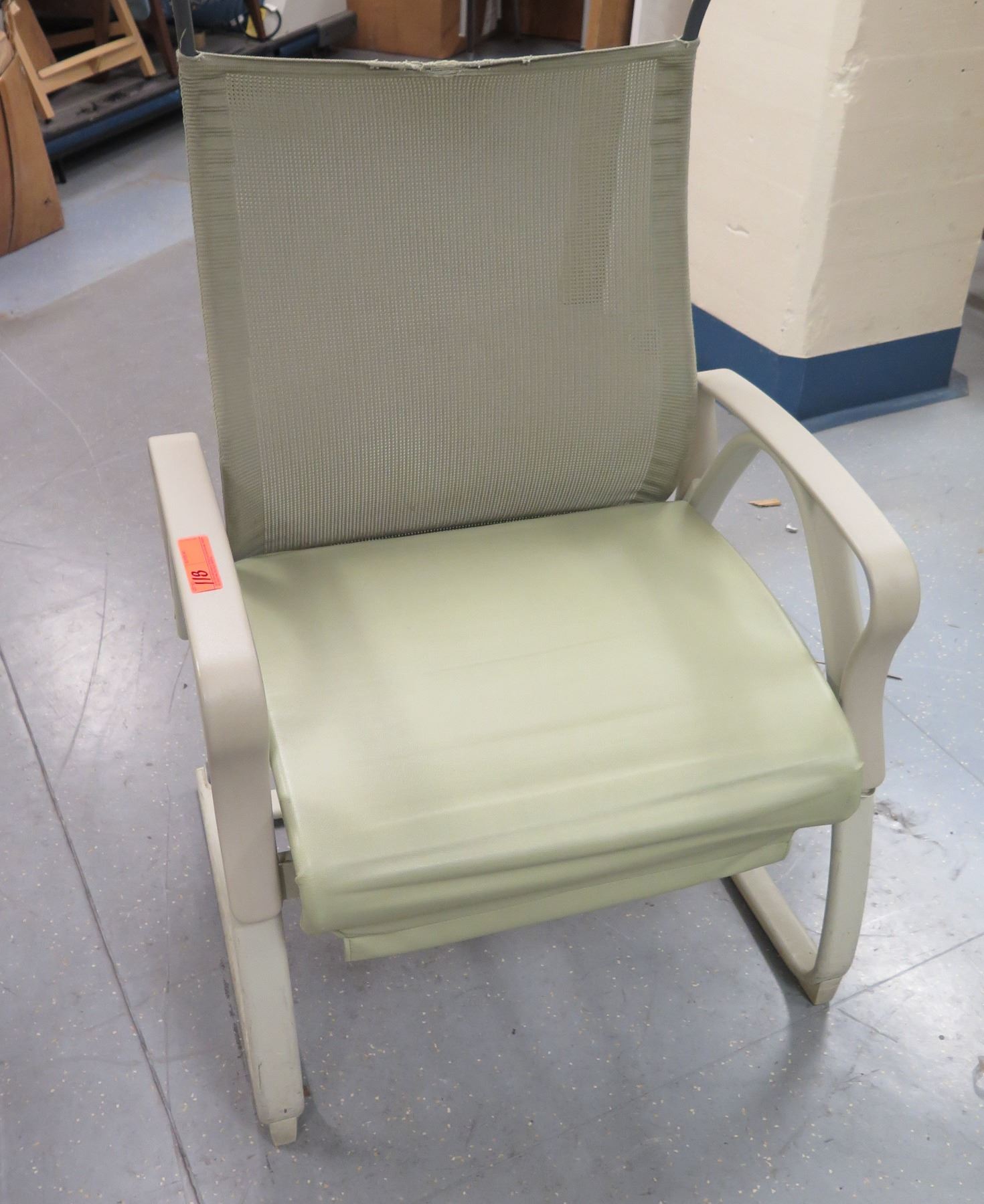 Metal Patient Stationary Transport Armchair w/ Rear Wheels - Oahu Auctions Metal Patient Stationary Transport Armchair w/ Rear Wheels - Oahu Auctions