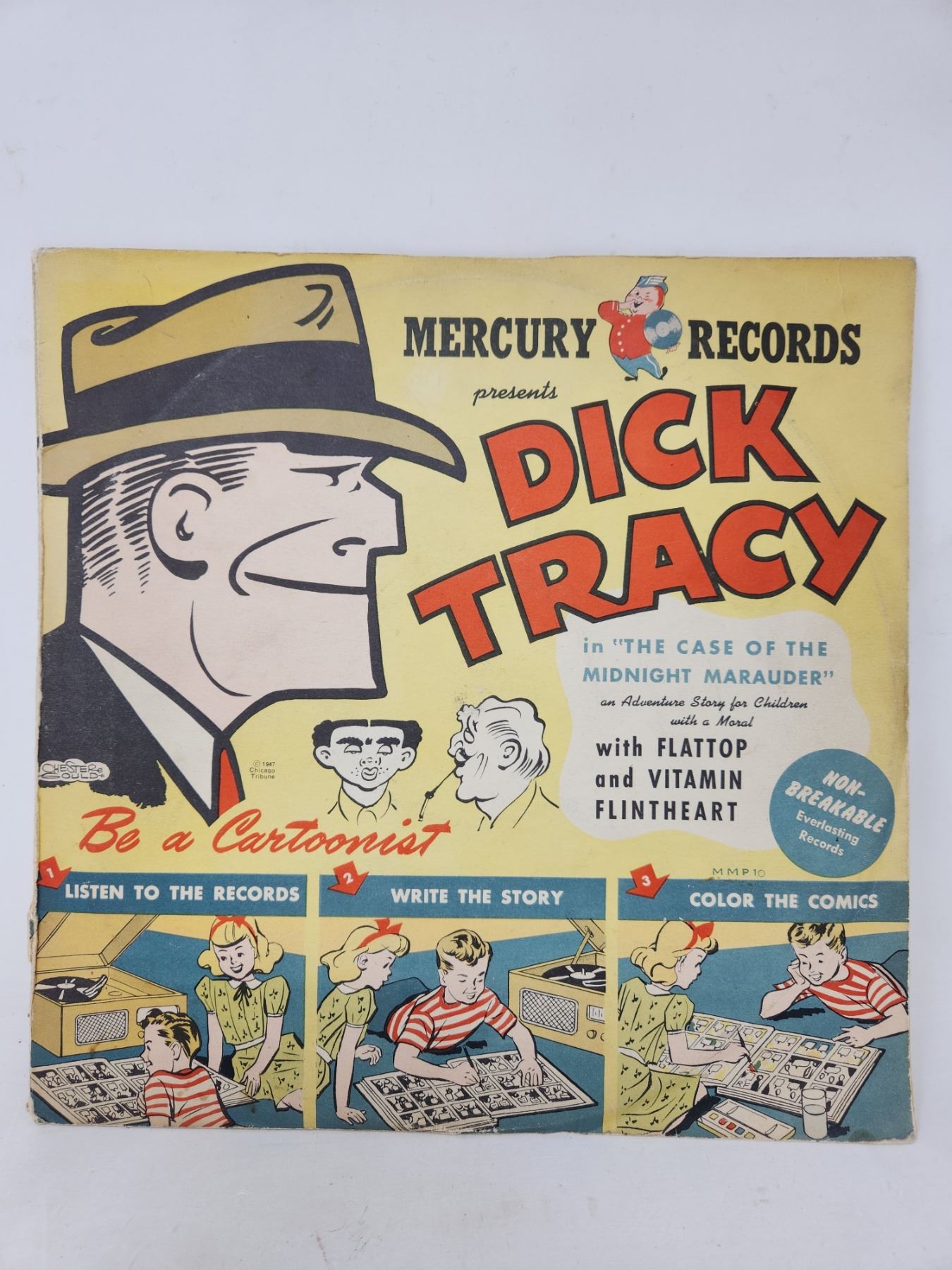 Rare Vintage Dick Tracy 45RPM Record With Coloring Book ca. 1960s