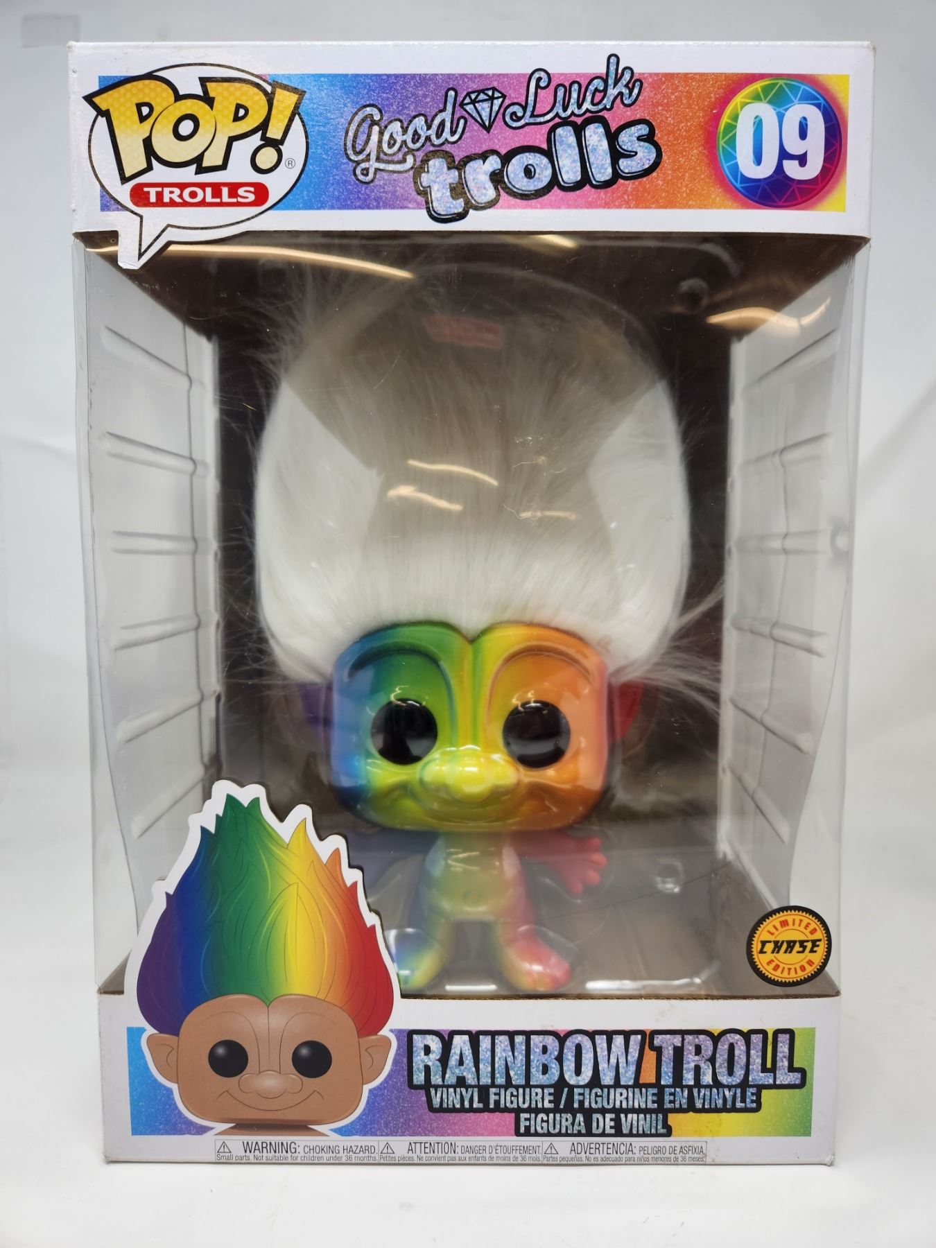 Rare Large Limited Edition Chase Good Luck Trolls Rainbow Troll