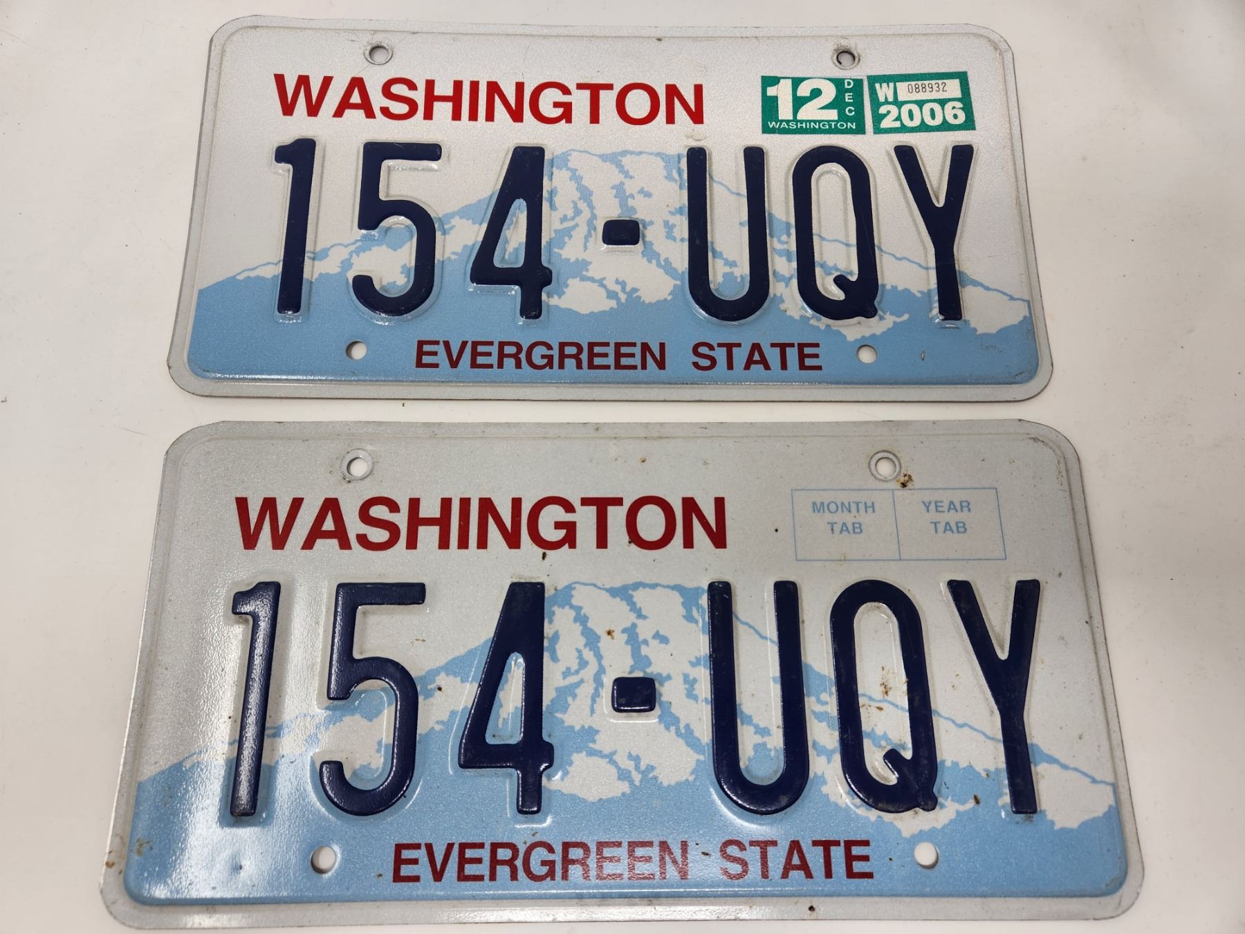 Matching Pair of Washington License Plate 2006