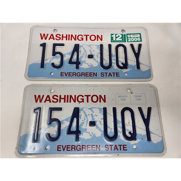 Matching Pair of Washington License Plate 2006