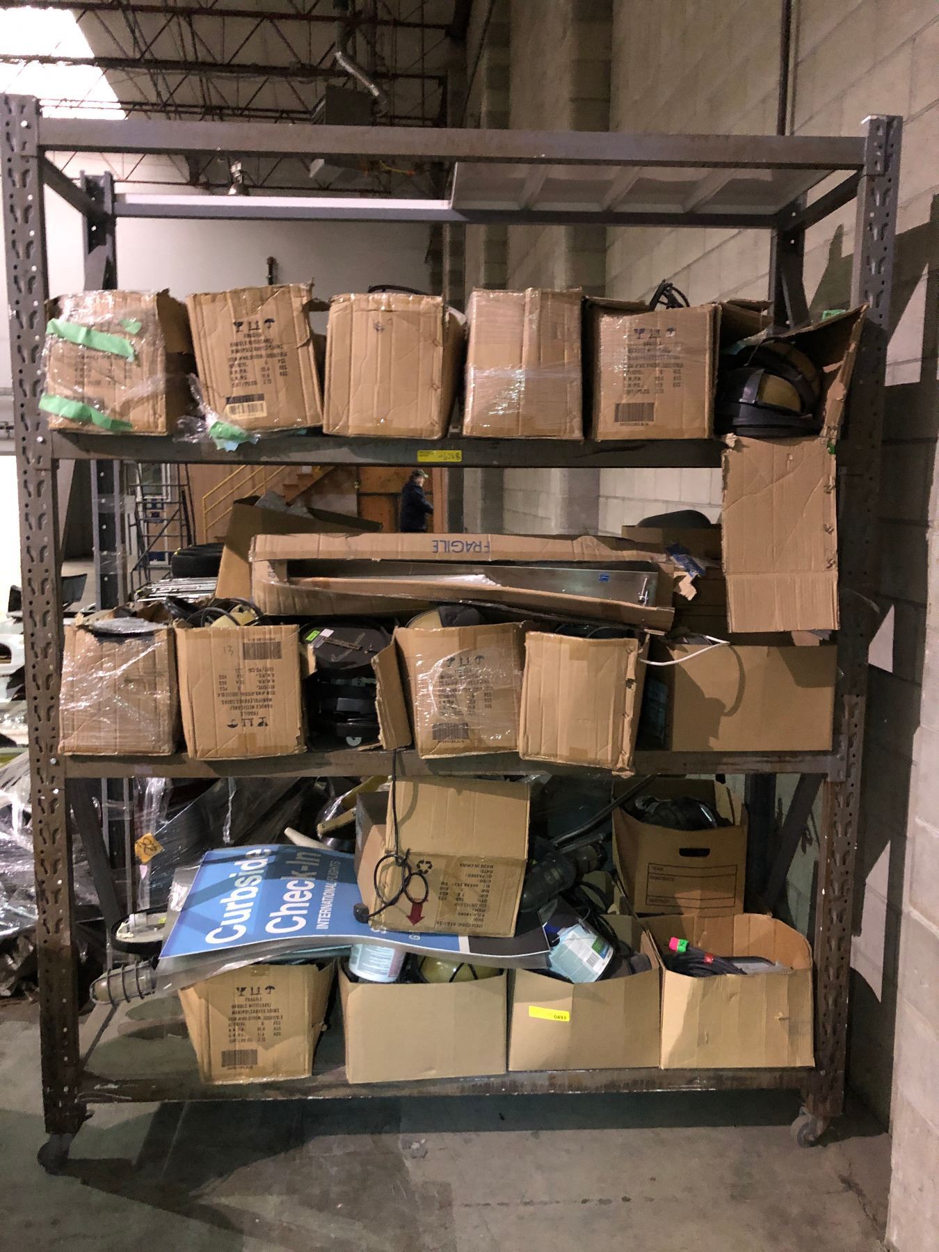 Rack full of assorted light fixtures & misc. - sconces/ outdoor lights ...