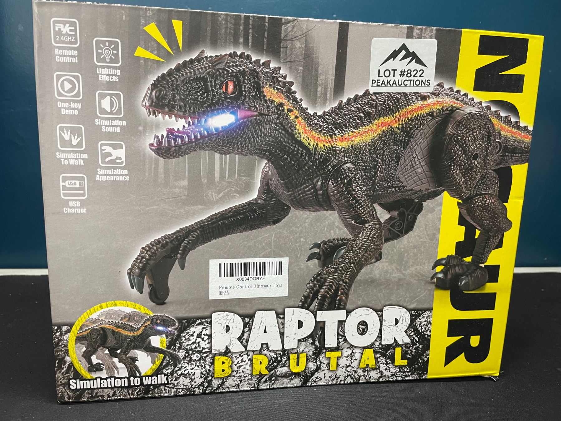 Lot of 1 R/C Remote Control Raptor Dinosaur Toy w/ Lighting Effects & Sound