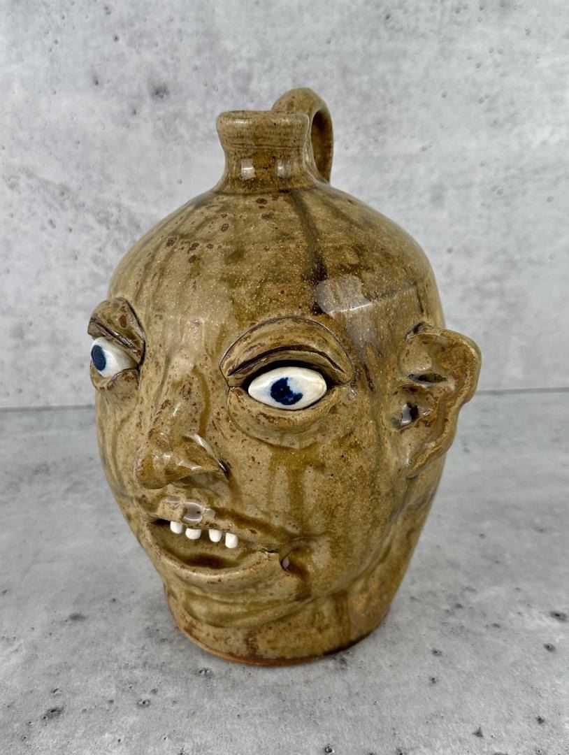 Folk Art Sam Manno Montana Pottery Face Jug