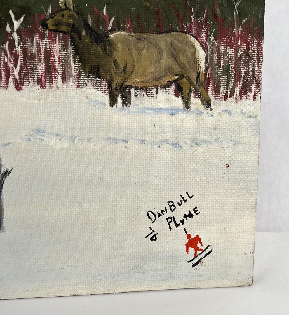 Dan Bull Plume Montana Indian Oil Painting