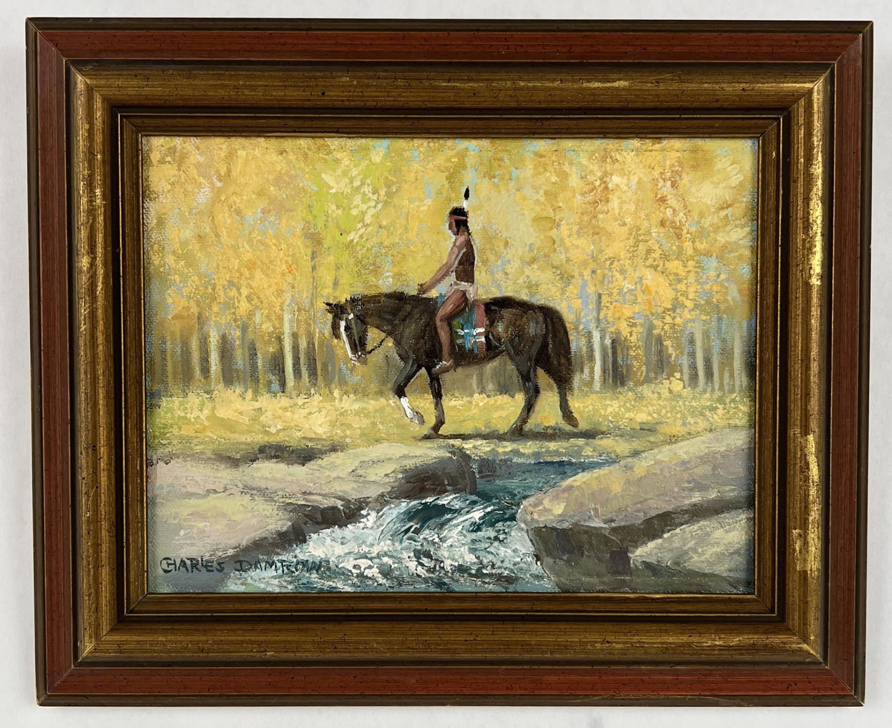 Charles Damrow Indian Warrior Oil Painting