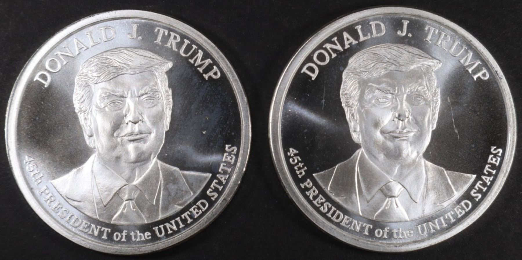 (2) 1 OZ .999 SILVER DONALD TRUMP ROUNDS