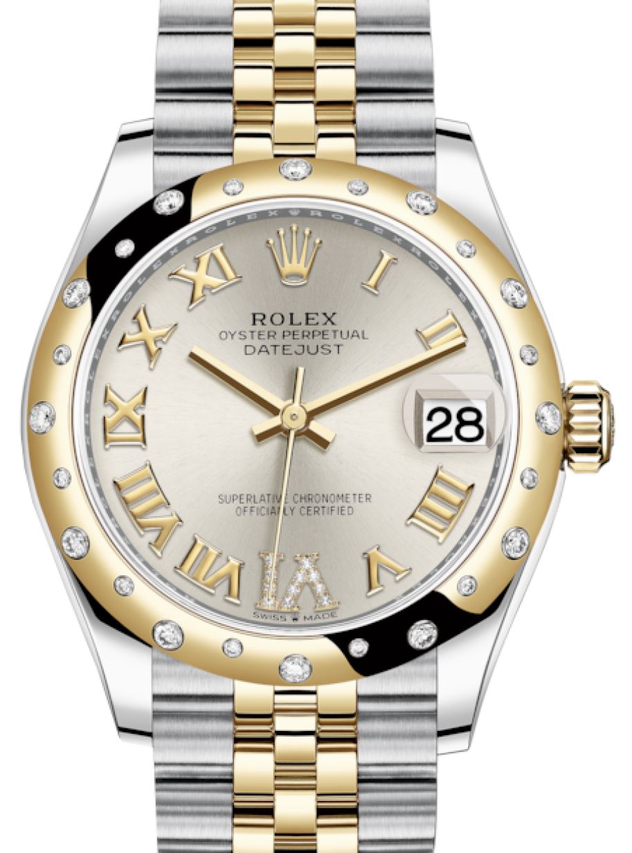 Rolex 31MM SS/YG Datejust with Scattered Diamond Bezel Model # 278343RBR