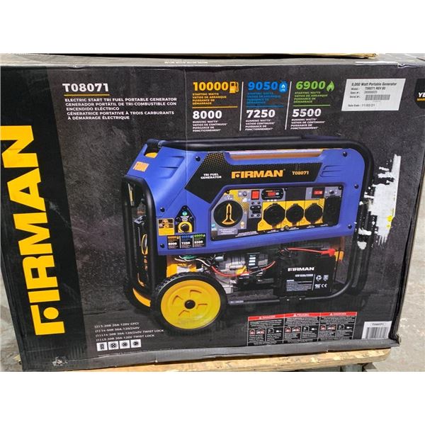 Firman Electric Start Tri Fuel Portable Generator Firman Electric Start Tri Fuel Portable Generator