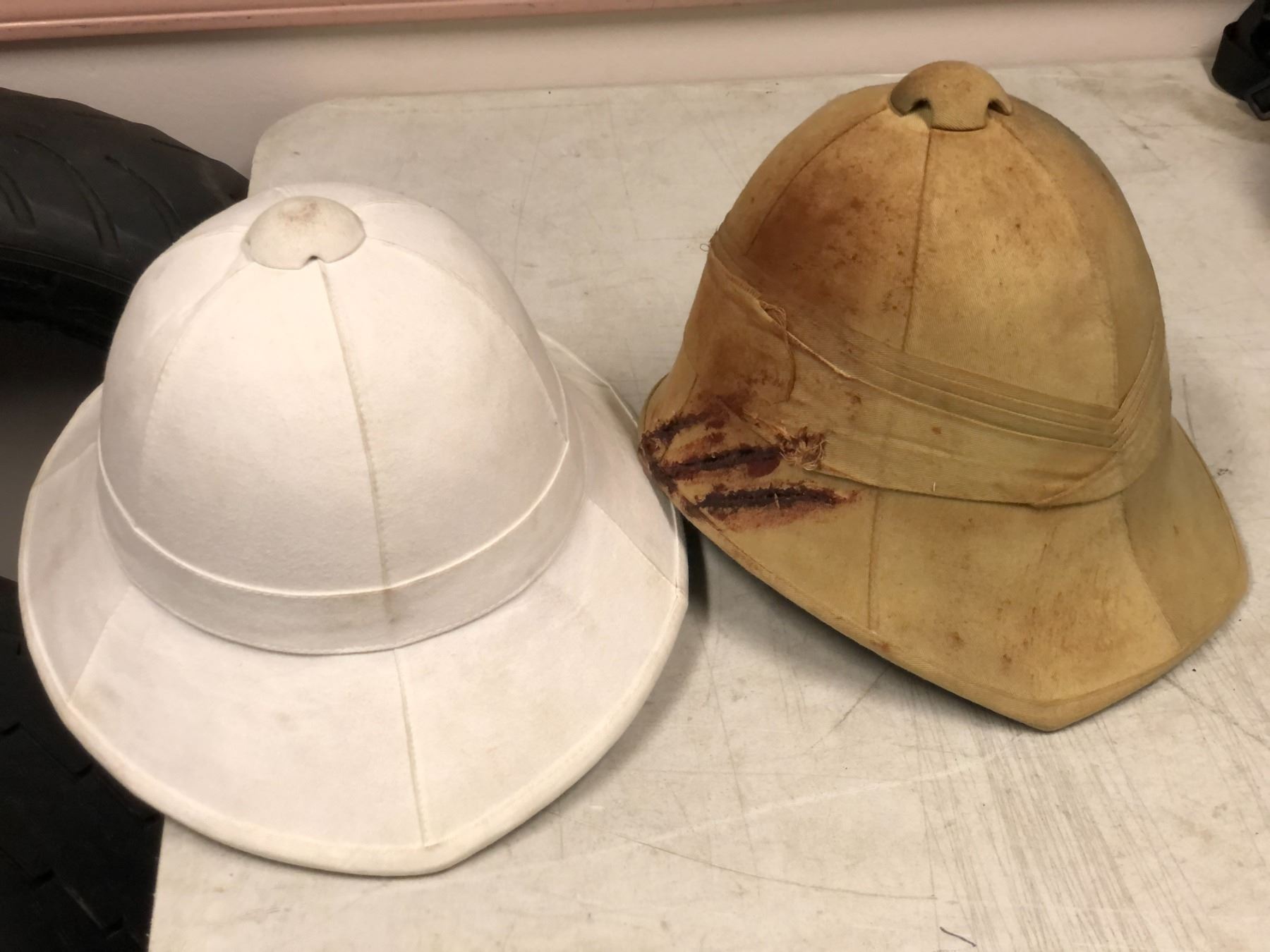 Group of 2 Safari Hats with "Claw" Marks and Blood
