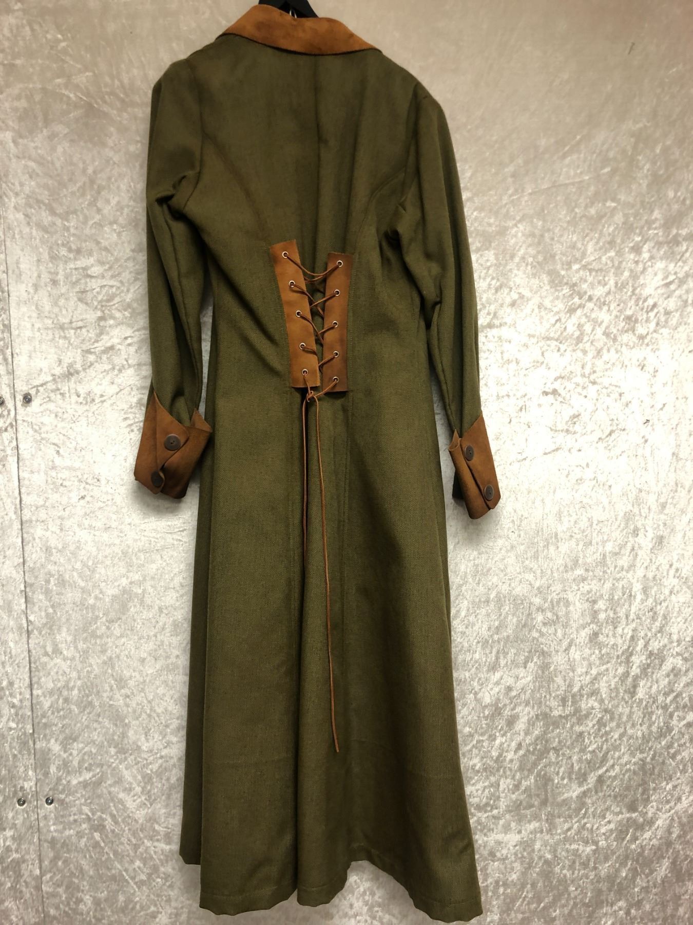 Duster Coat - Green with Tan
