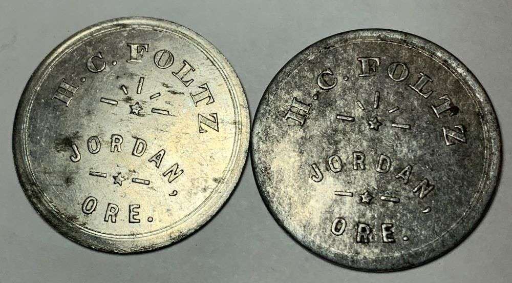 Ultra Rare! H.C. Foltz Jordan Ore. Trade Tokens (2-coins)