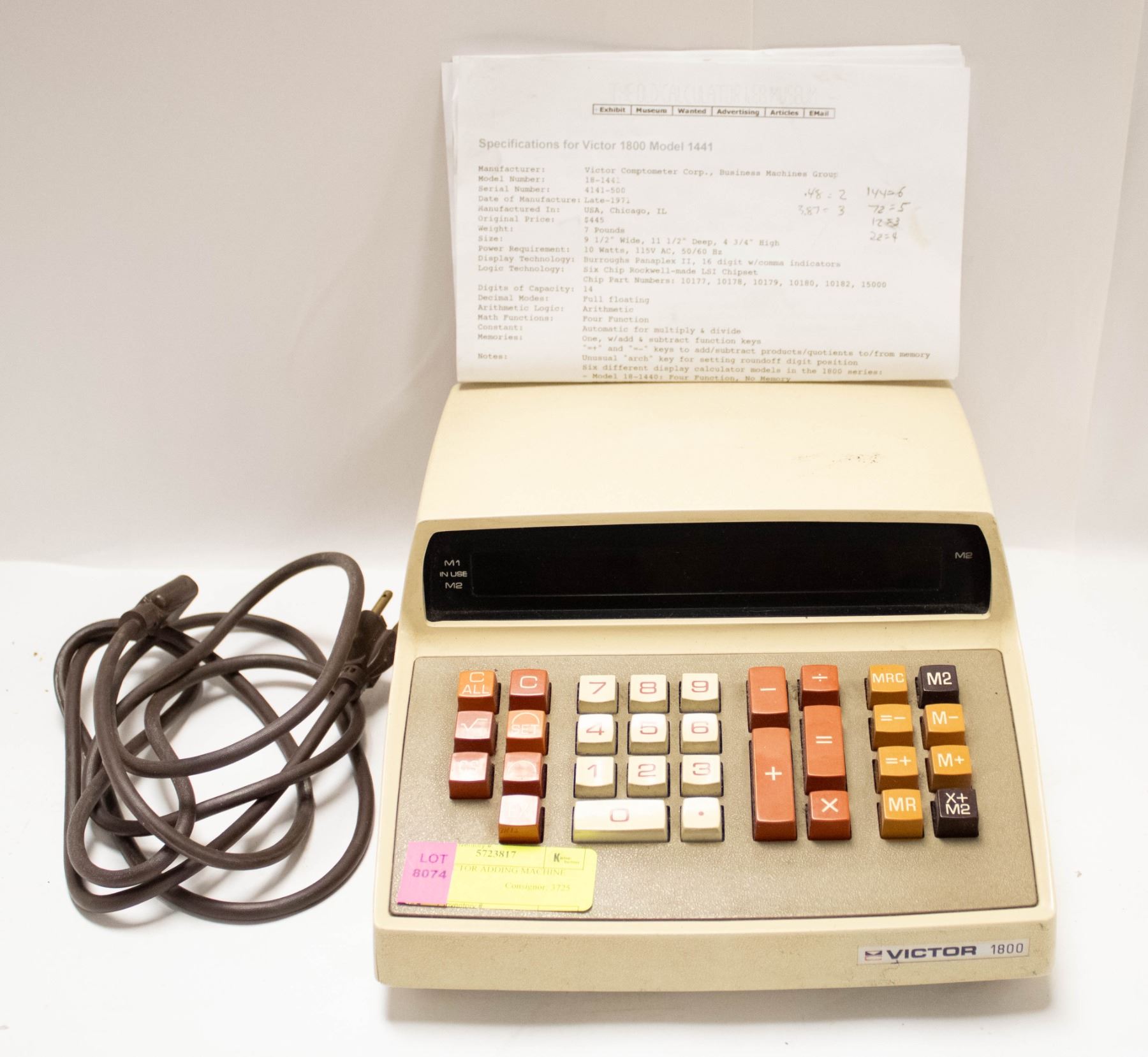 1970S VICTOR ADDING MACHINE