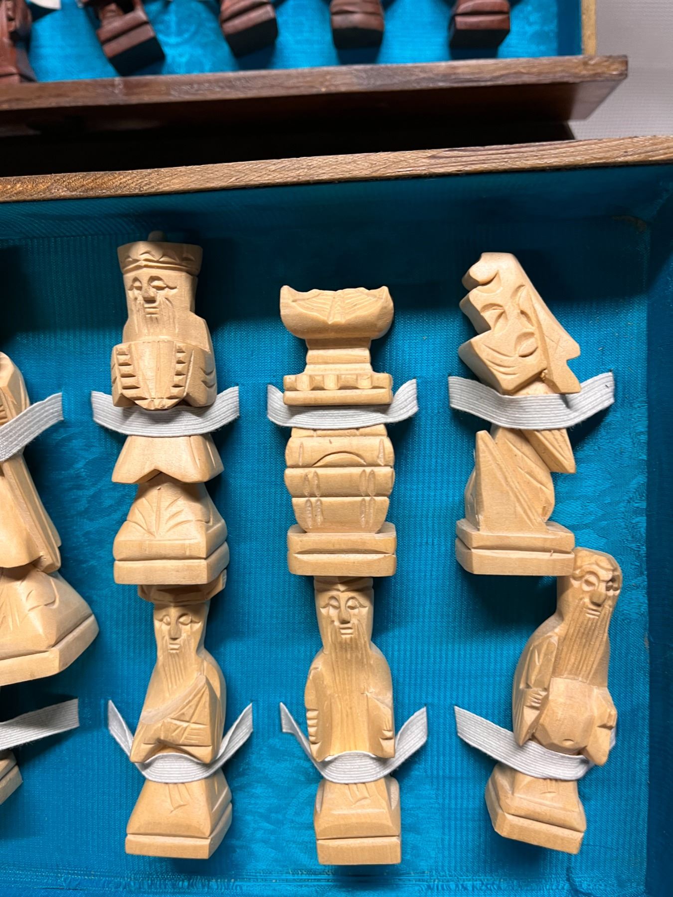 Hand carved chess set. Beautifully done. Great gift idea:) See photos ...
