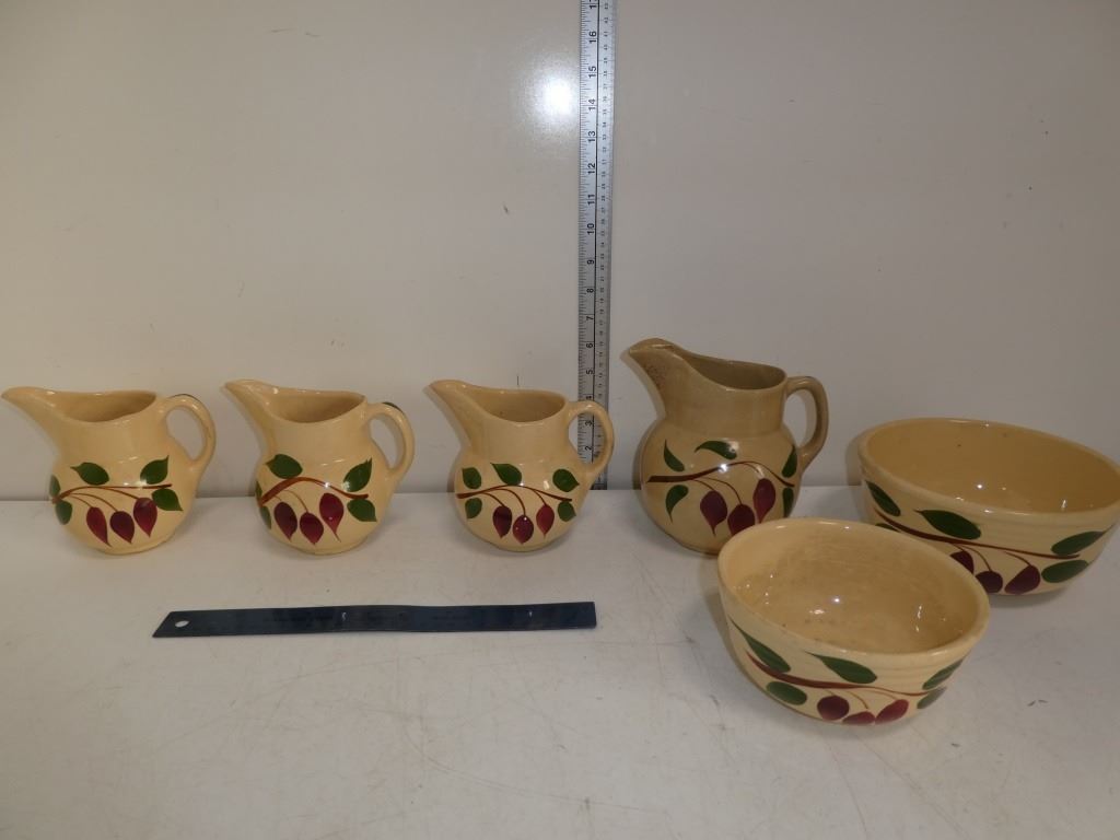 Vintage Stoneware, 4 Jugs and 2 Serving Bowls