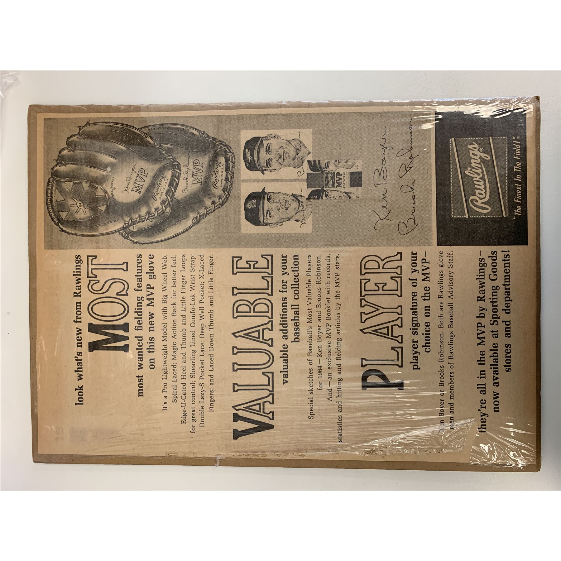 Rawlings Baseball Glove Newspaper Advertisement
