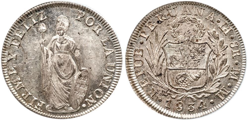 Republica Peruana. Silver 8 Reales, 1834 MM.