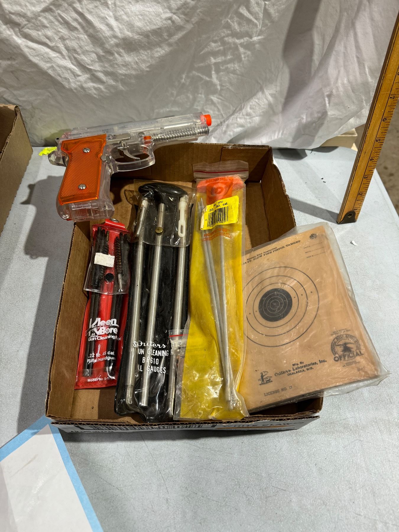 Gun cleaning items, target and airside gun