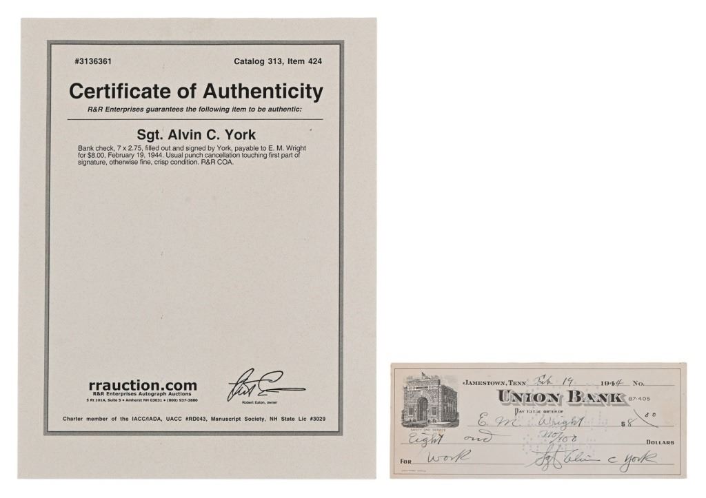 Sgt. Alvin C. York Signature Medal Of Honor