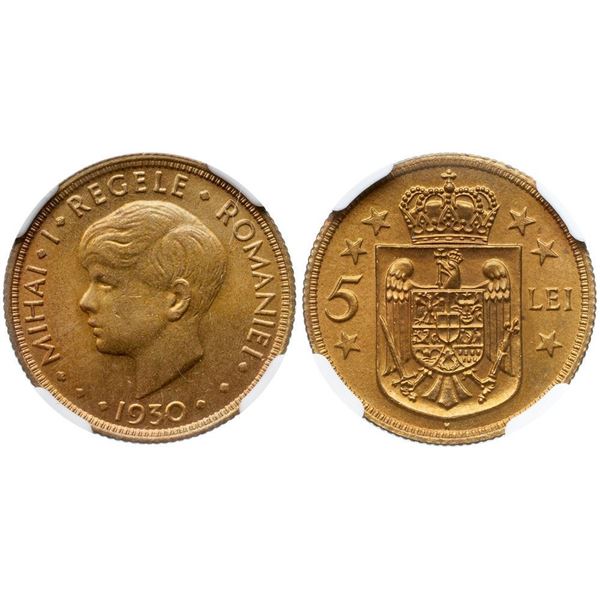 Mihai I, first reign (1927-1930). Pair: Nickel-brass 20 Lei, 1930. Boy ...