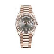 Rolex 36MM Day Date RG with Diamond Bezel Model # 128345