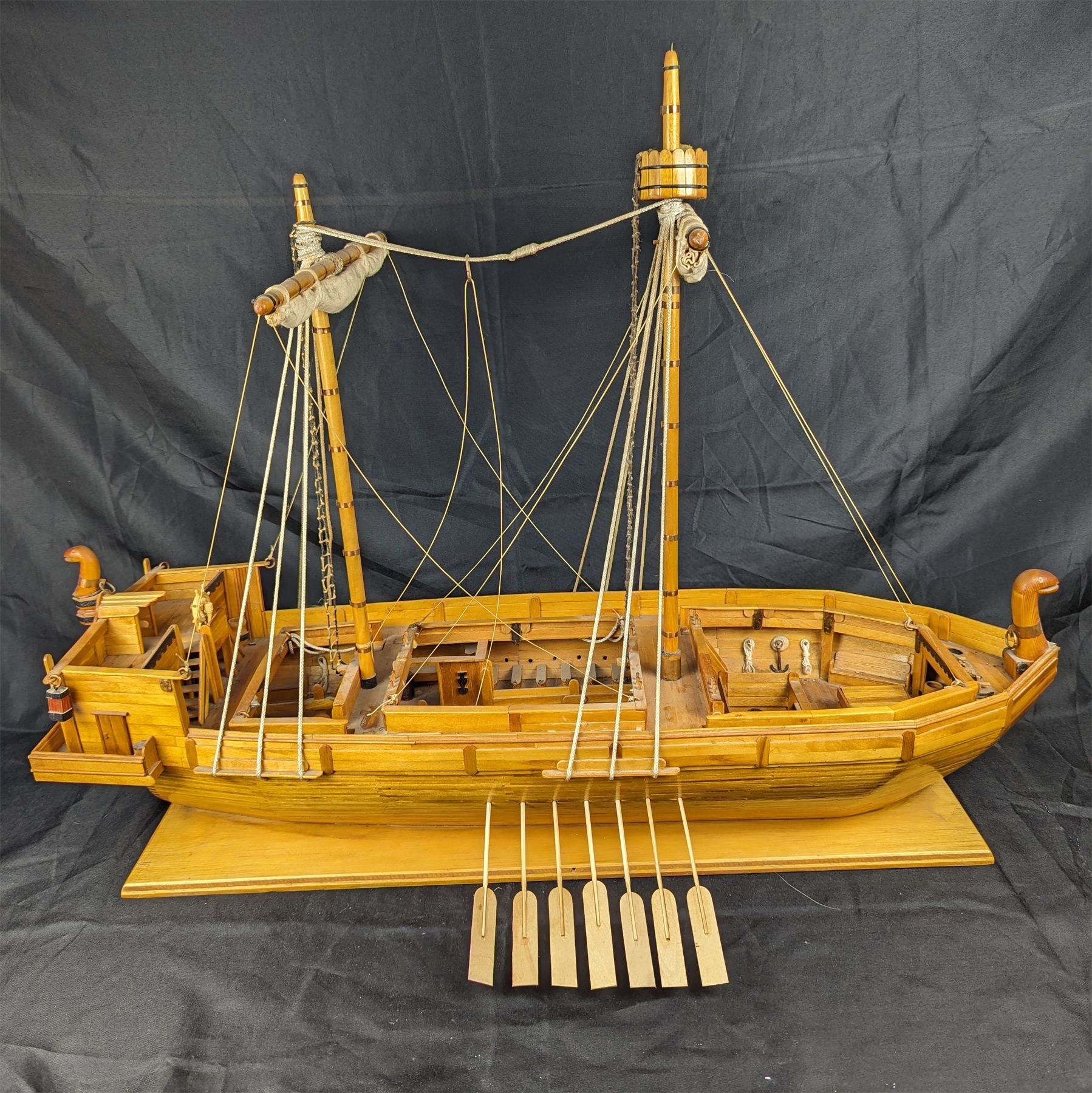 Beautiful Wooden Scale Boat 35" x 10" x 25"