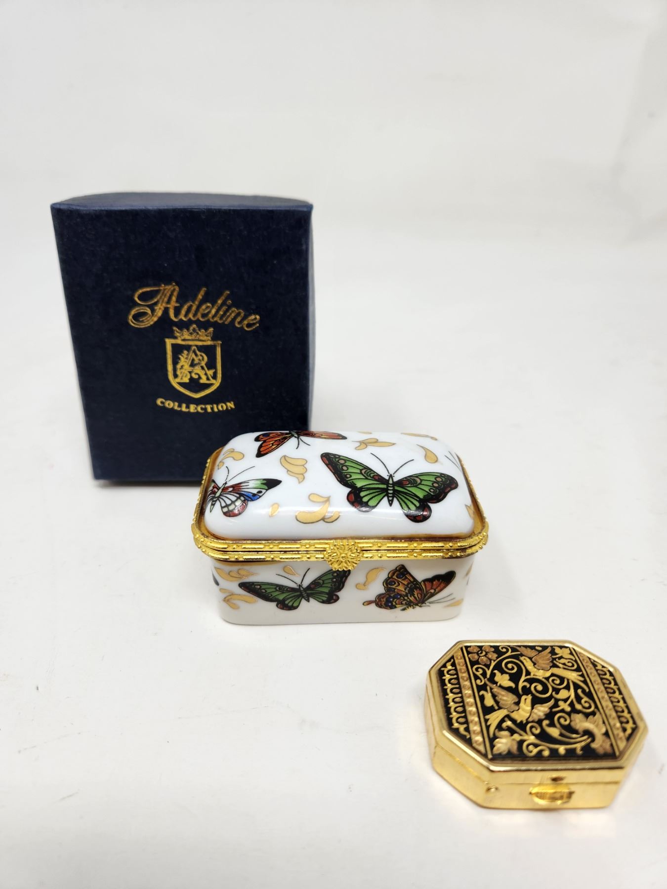 Ceramic Trinket Box with Butterflies Adeline Collection/Gold Toned ...