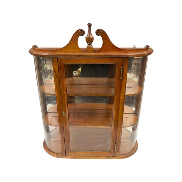Wall Hanging 3 Tier Curved Glass Curio Cabinet