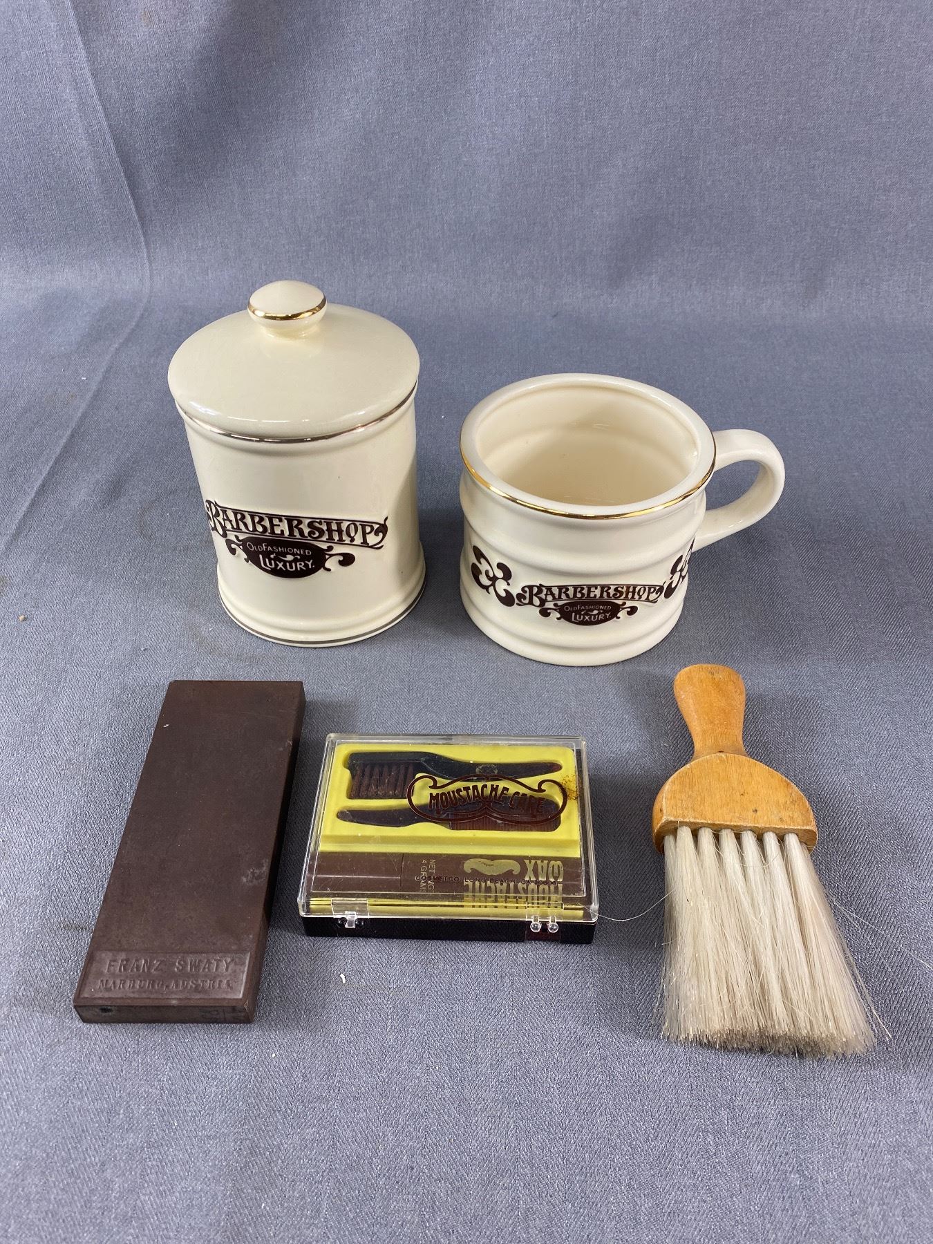 Vintage Shaving Lot - Franz Swaty Stone, Brush, Barbershop Ceramics ...
