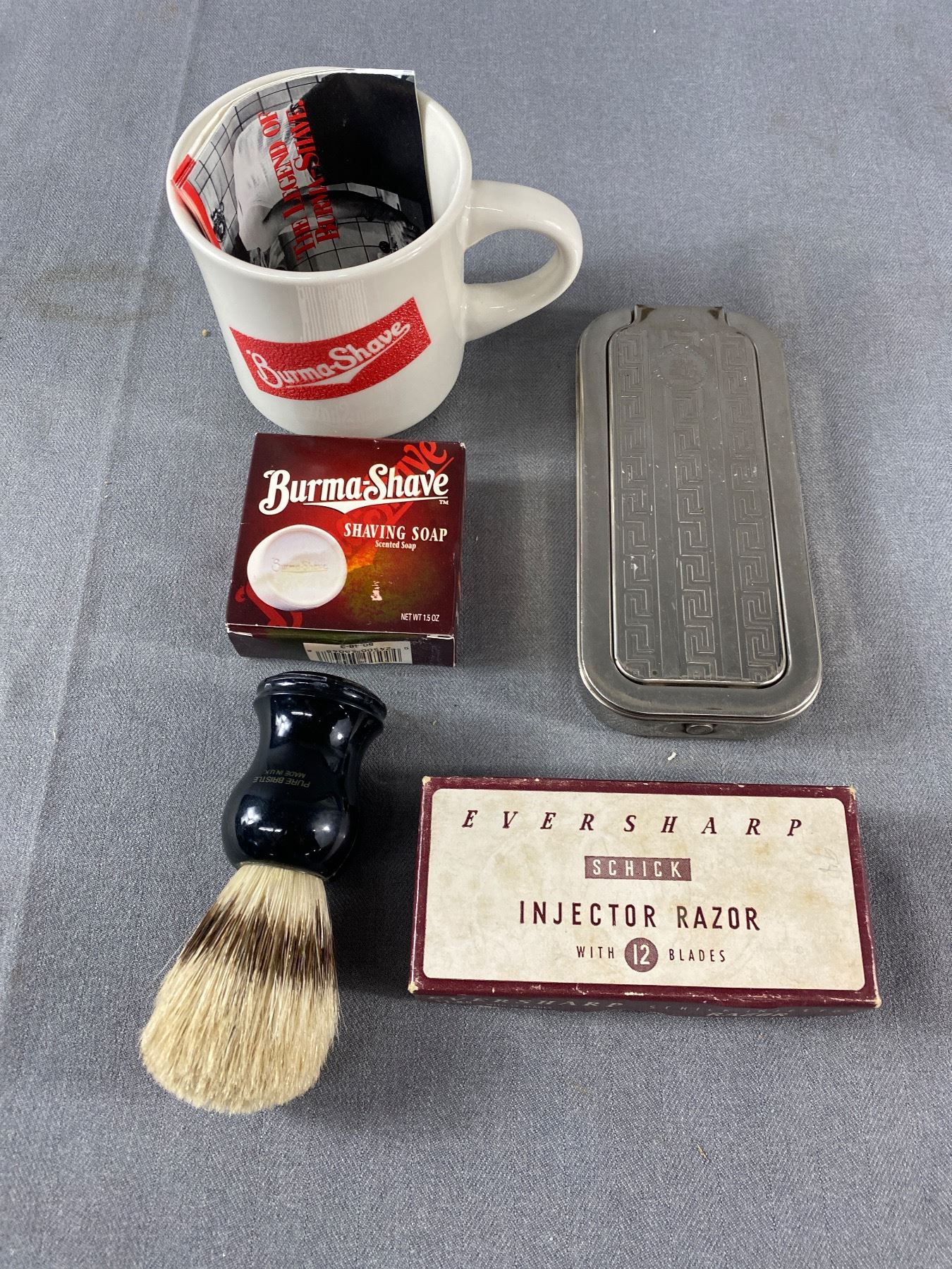 Vintage Shaving Lot - Rollsrazer, Burma Shave Mug & Soap, Brush ...