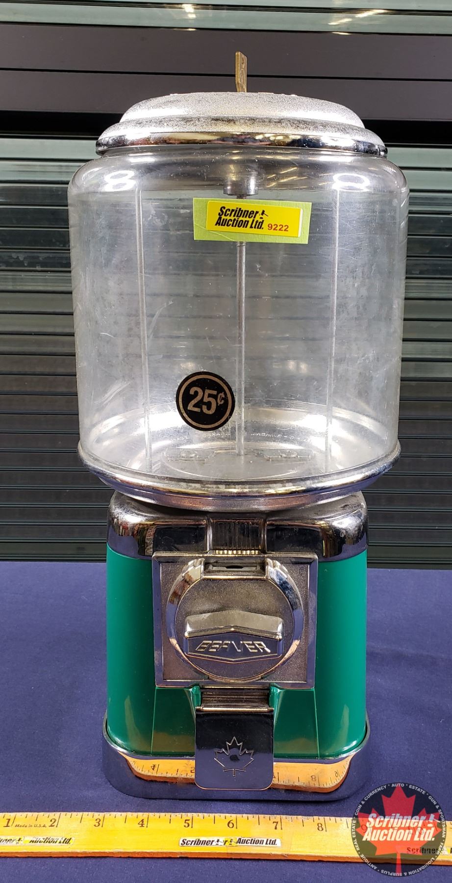 "Beaver" Gumball Machine (25 Cent) (w/Key) (Green Base) (16"H x 8"W x 8 ...