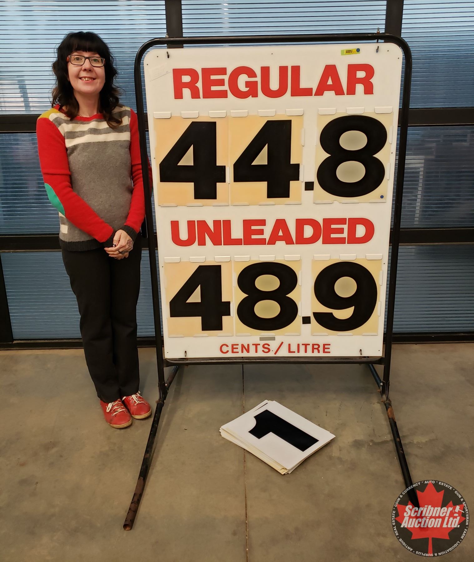 Vintage Gas Station Price Sign w/Stack of Numbers (Note: Removable Legs ...