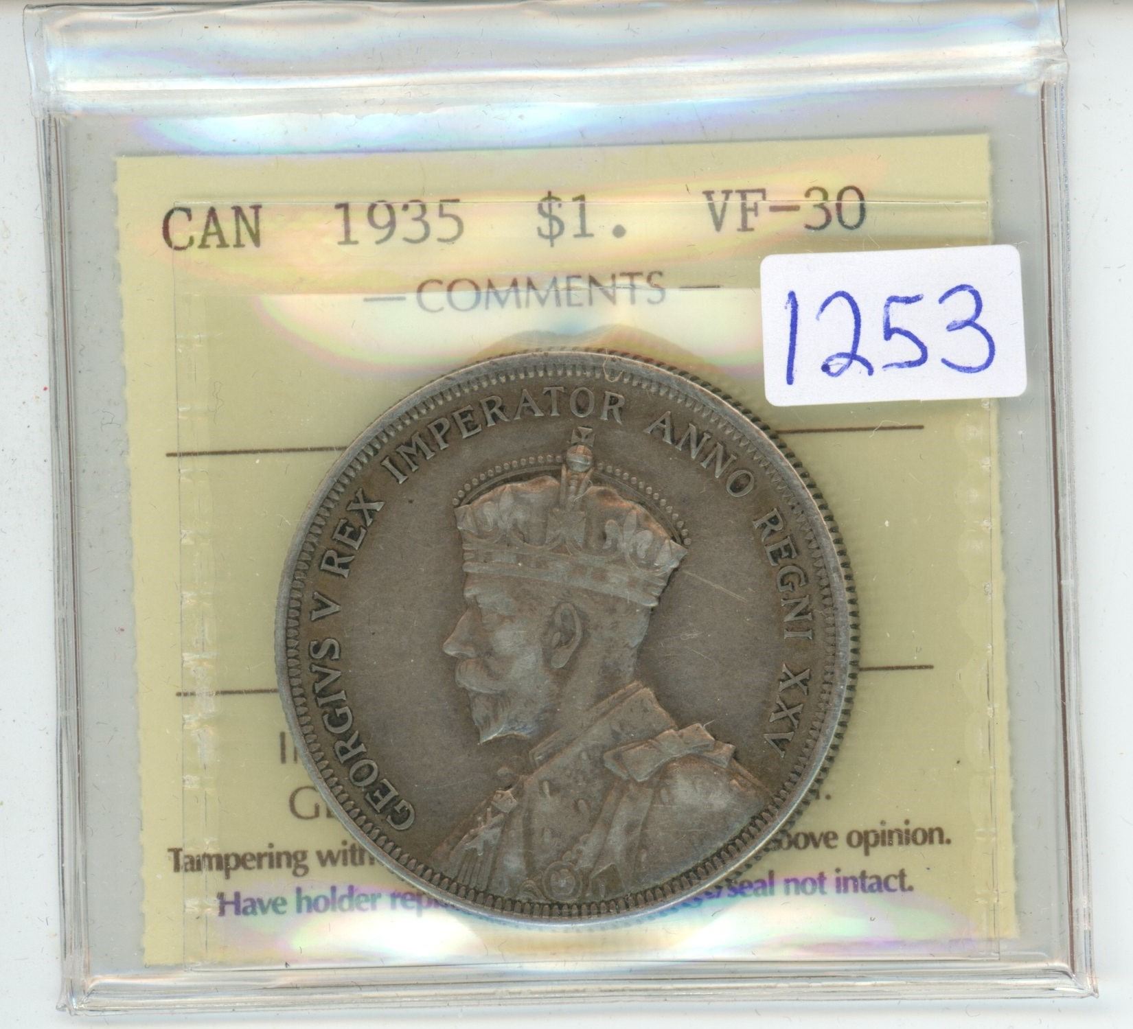 1935 ICCS graded, Canadian voyageur silver dollar - VF30 - Schmalz Auctions