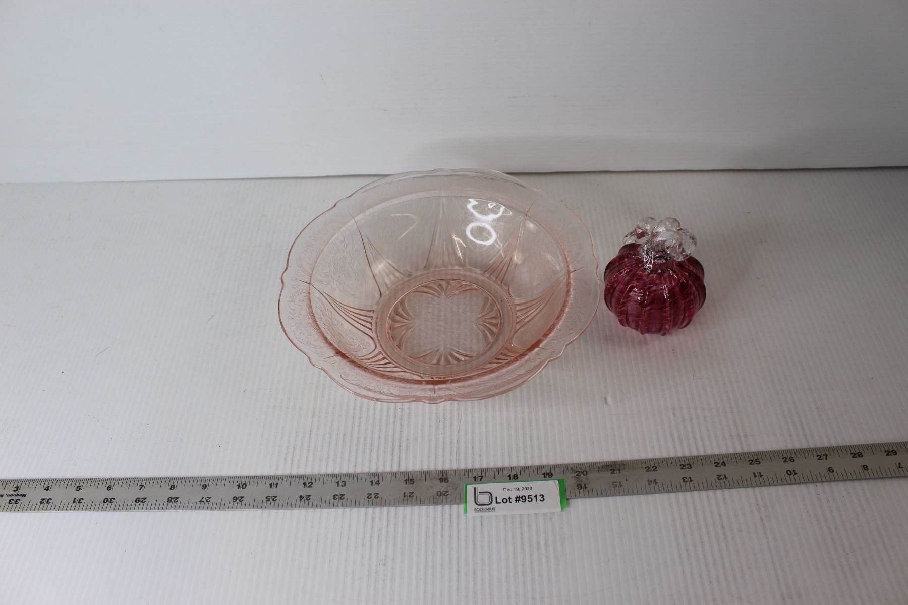 Pink Depression Glass Bowl Glass Squash Art Glass Bodnarus Auctioneering